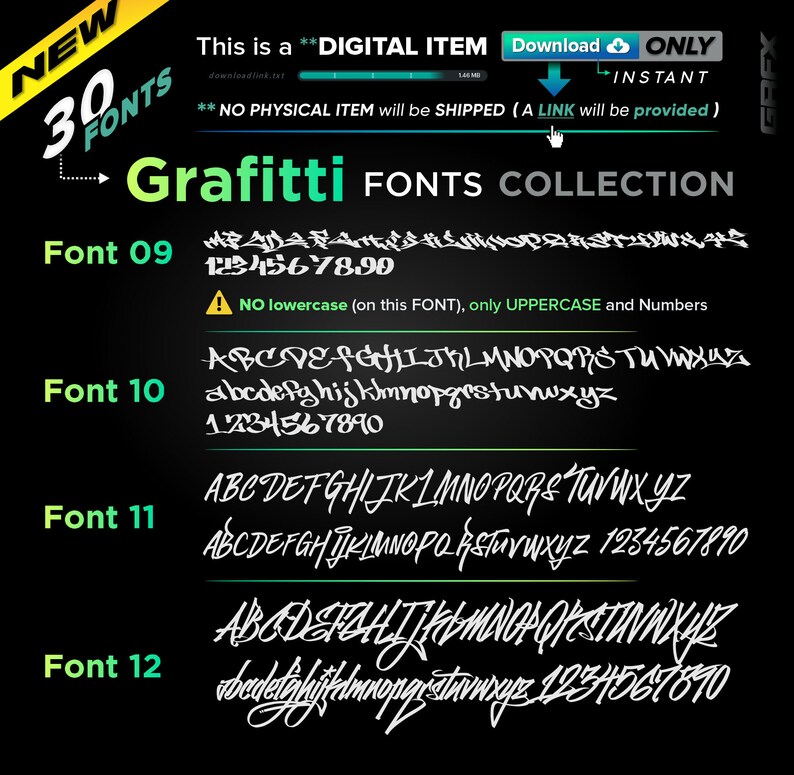 30 Grafitti FONTS Collection Ready to Install on Windows / Mac - Etsy