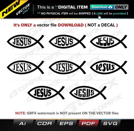 8 Jesus Fish Vectors Ai Cdr Eps Pdf Svg Instant Download - Etsy