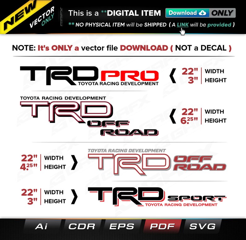 8 Vector File TRD 4x4 Sport / Offroad for Tacoma Ai Cdr Eps - Etsy