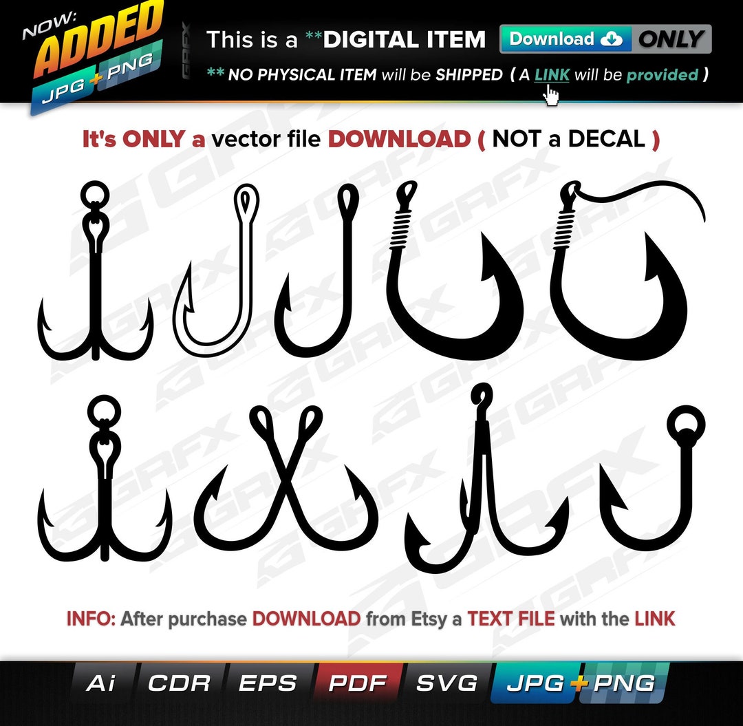 9 Fishing Hook Vectors Ai, Cdr, Eps, Pdf, Svg and Also Jpg, Png Instant Download 68 Files TOTAL ...