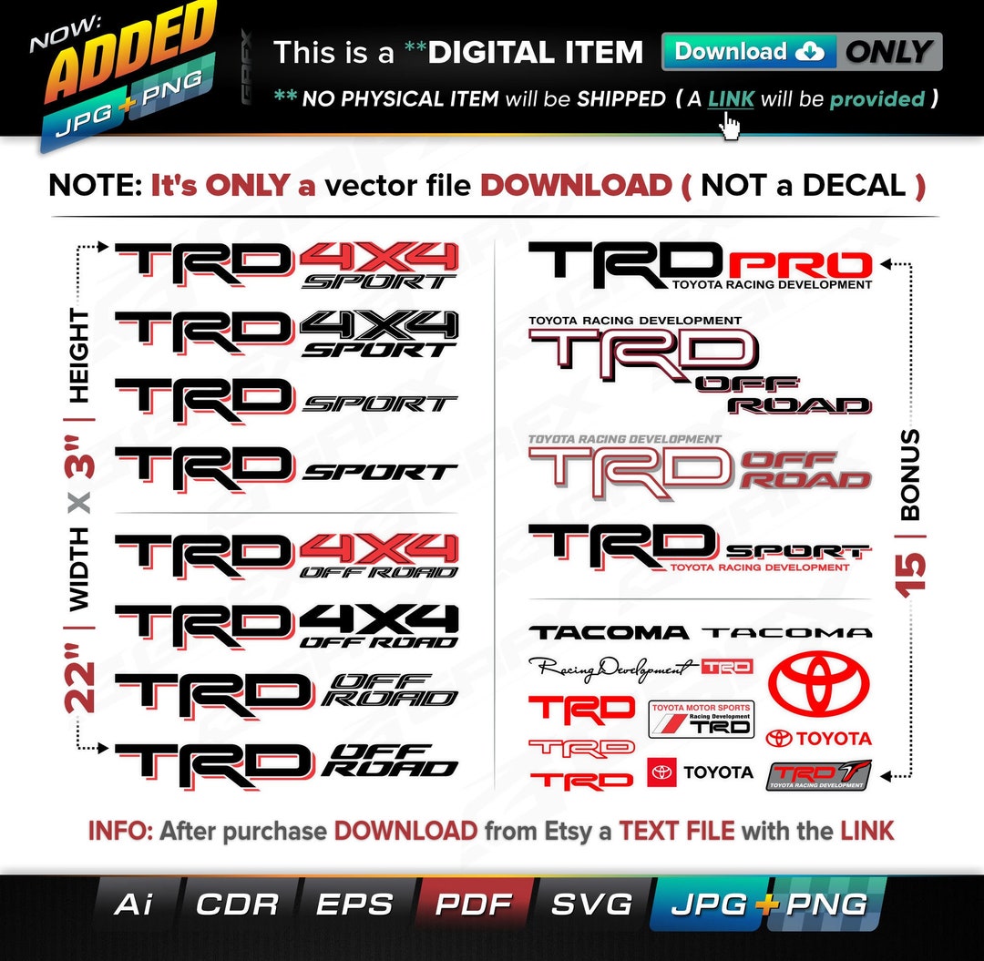 8 Vector File TRD 4x4 Sport / Offroad for Tacoma Ai, Cdr, Eps, Pdf, Svg ...