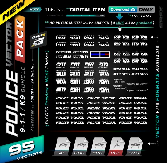 95 Police Vector Pack / Bundle: Ai Cdr Eps Pdf Svg | Etsy