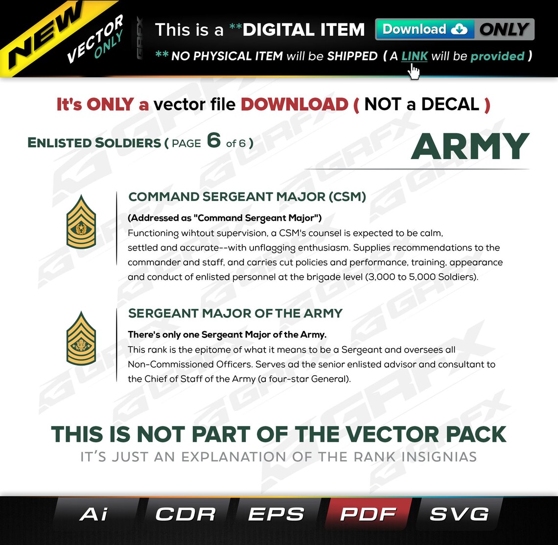 12 US Army Enlisted Rank Vectors Ai Cdr Eps Pdf Svg - Etsy