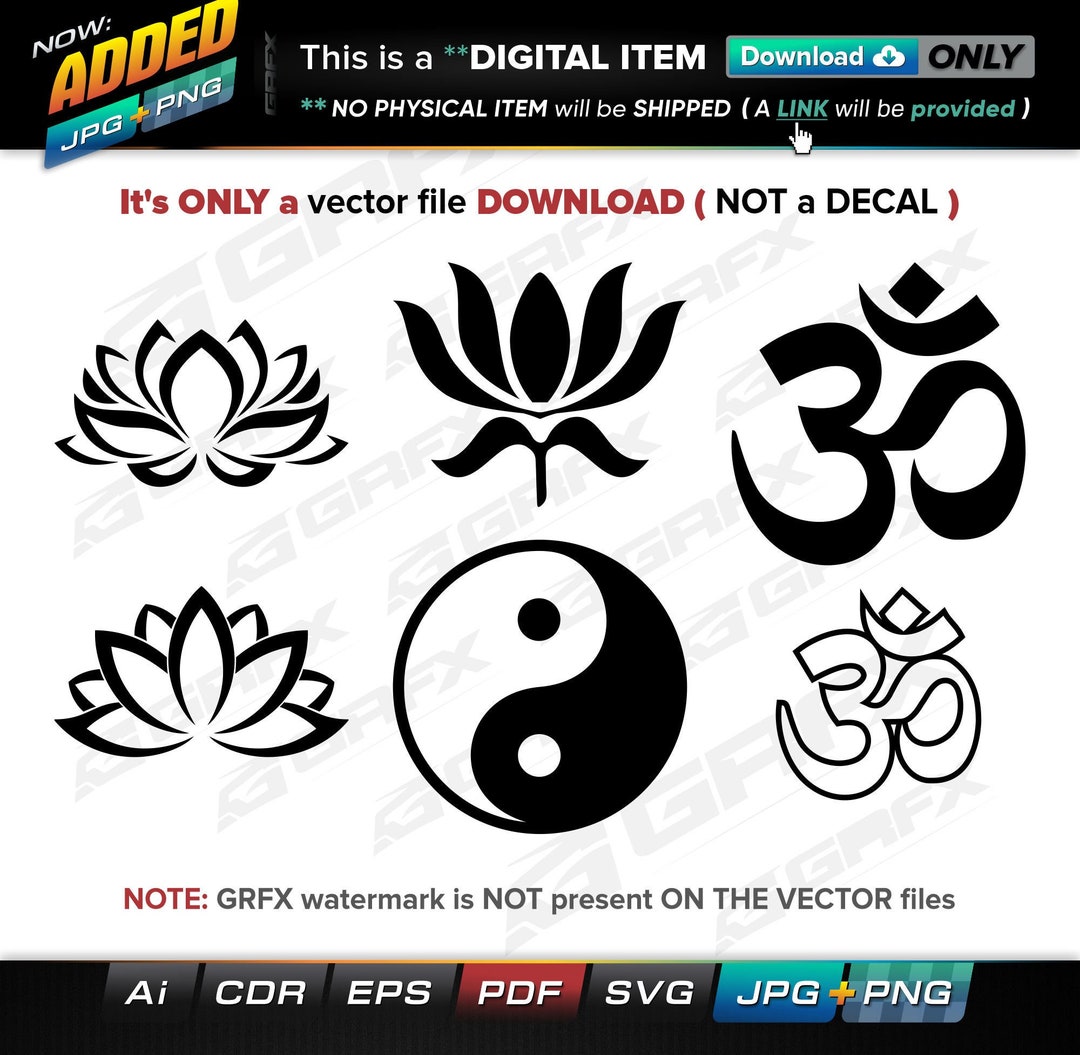 6 Ying Yang Lotus Flower Vectors Ai Cdr Eps Pdf Svg and - Etsy