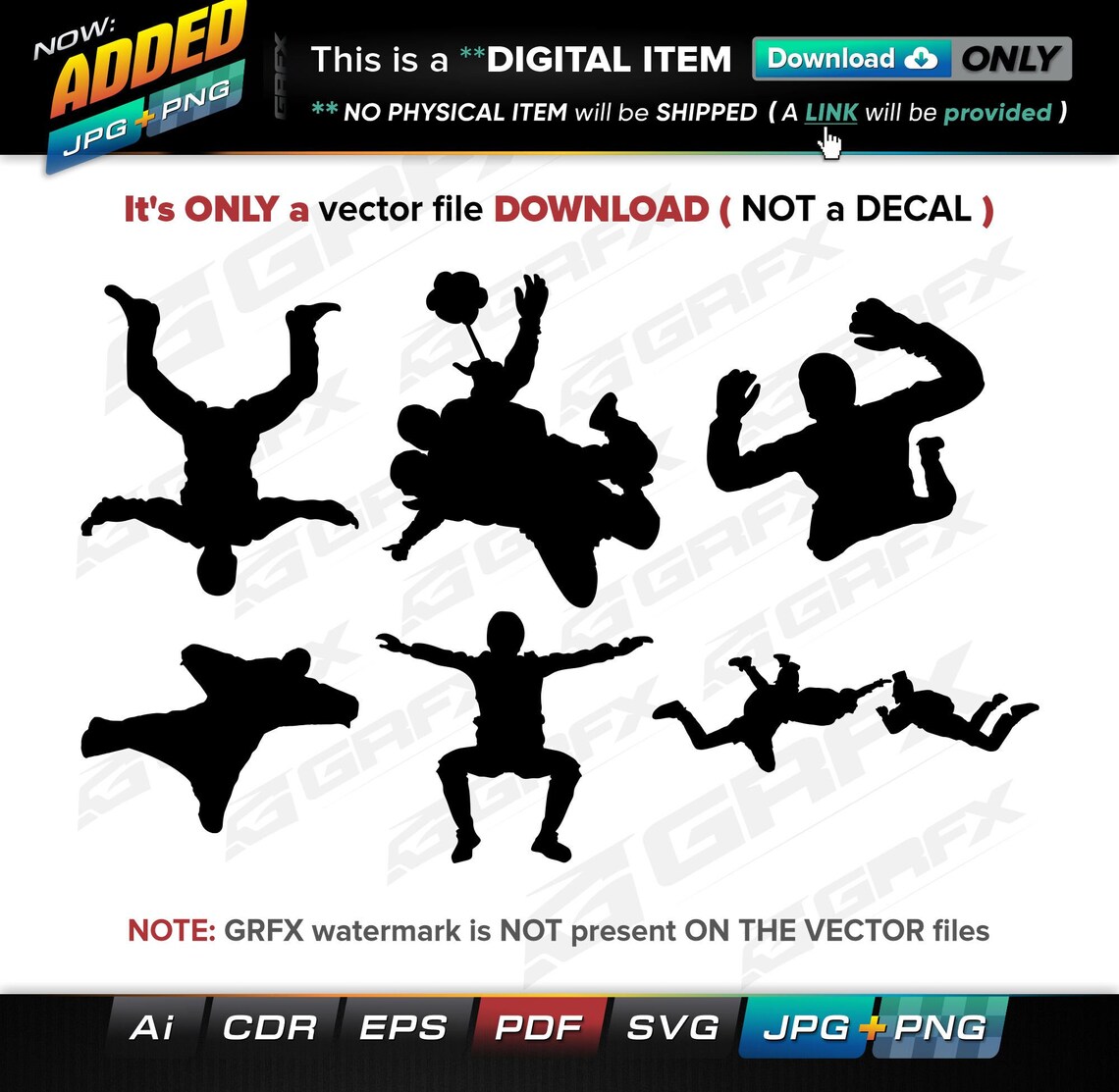 6 Skydiving Vectors Ai Cdr Eps Pdf Svg and Also Jpg Png - Etsy