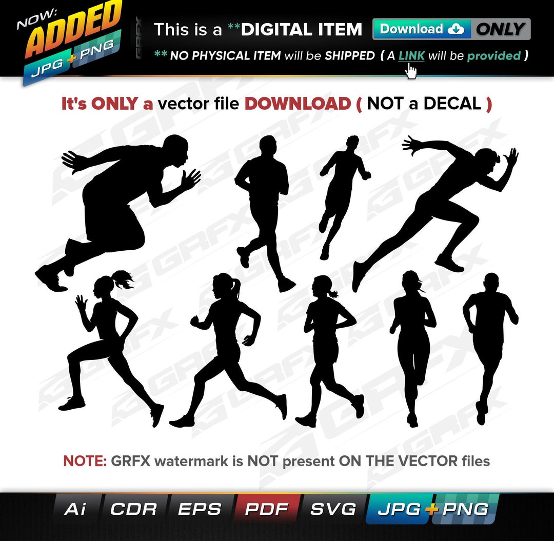 9 Runners Vectors Ai Cdr Eps Pdf Svg and Also Jpg Png - Etsy