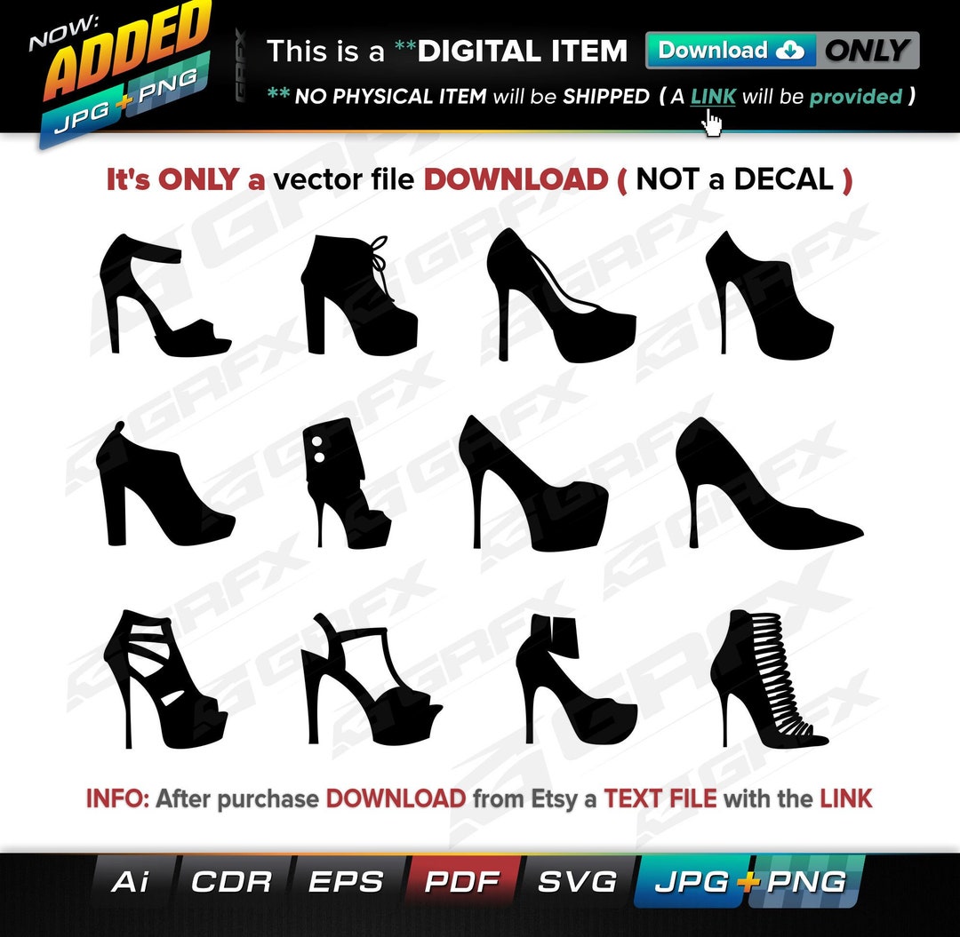 12 High Heels Vectors Ai, Cdr, Eps, Pdf, Svg and Also Jpg, Png Instant ...