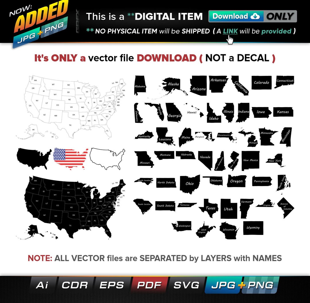 56 USA Maps Vectors Ai Cdr Eps Pdf Svg Also Jpg Png - Etsy