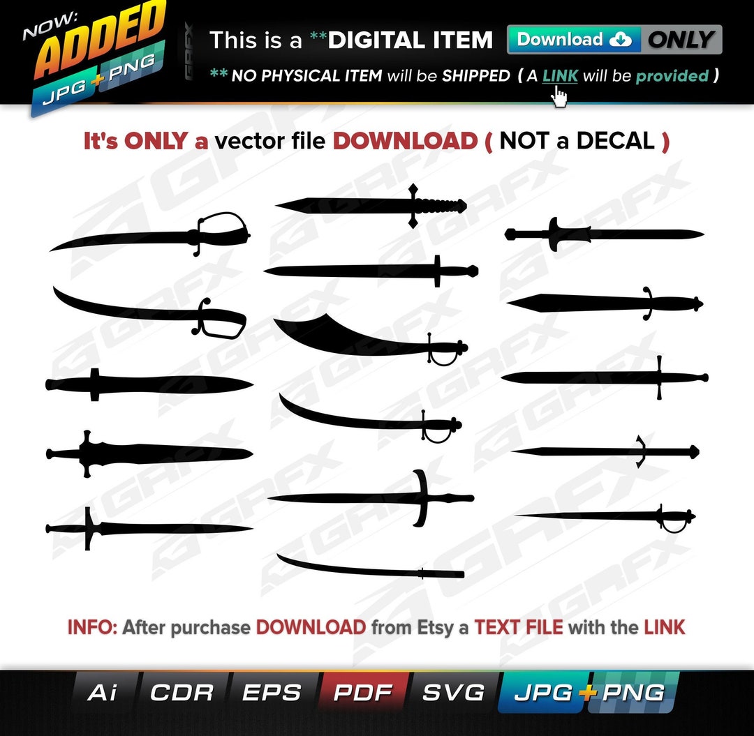 16 Swords Vectors Ai, Cdr, Eps, Pdf, Svg and Also Jpg, Png - Instant ...