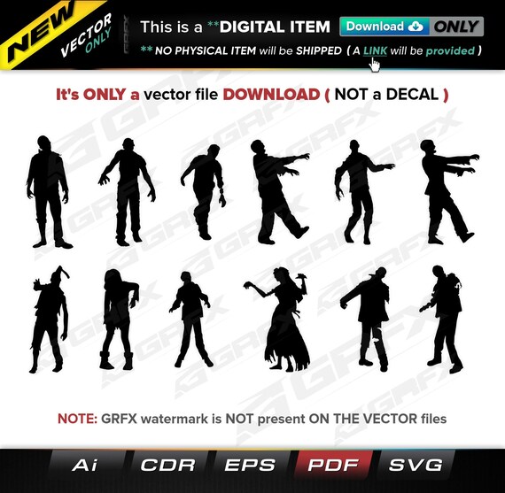 12 Zombies Vectors Ai Cdr Eps Pdf Svg Instant Download | Etsy