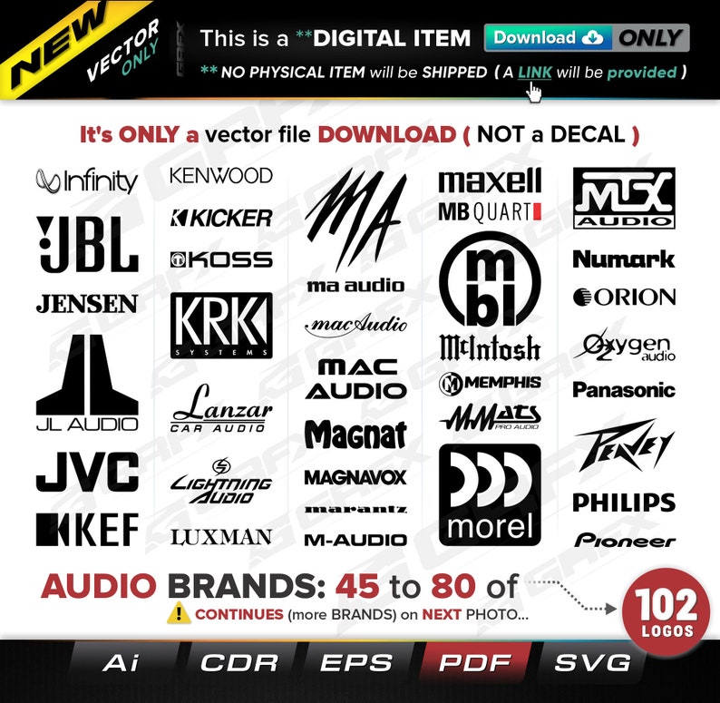 102 Audio Brands Vectors Ai Cdr Eps Pdf Svg Instant - Etsy