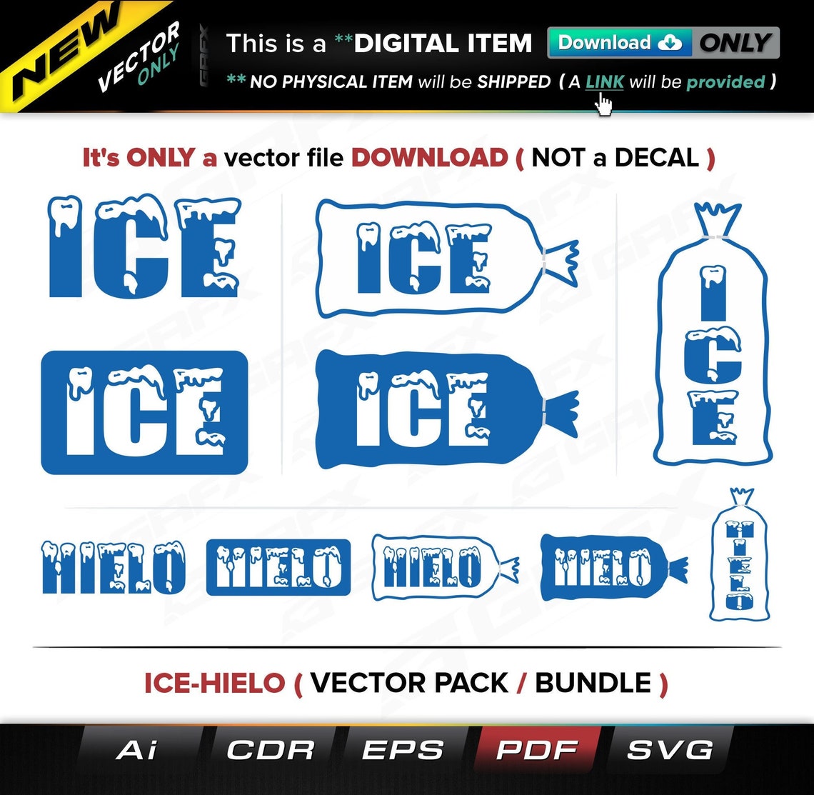 8 Ice-hielo Vectors Ai Cdr Eps Pdf Svg Instant Download - Etsy