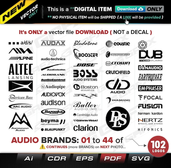 102 Audio Brands Vectors Ai Cdr Eps Pdf Svg Instant - Etsy