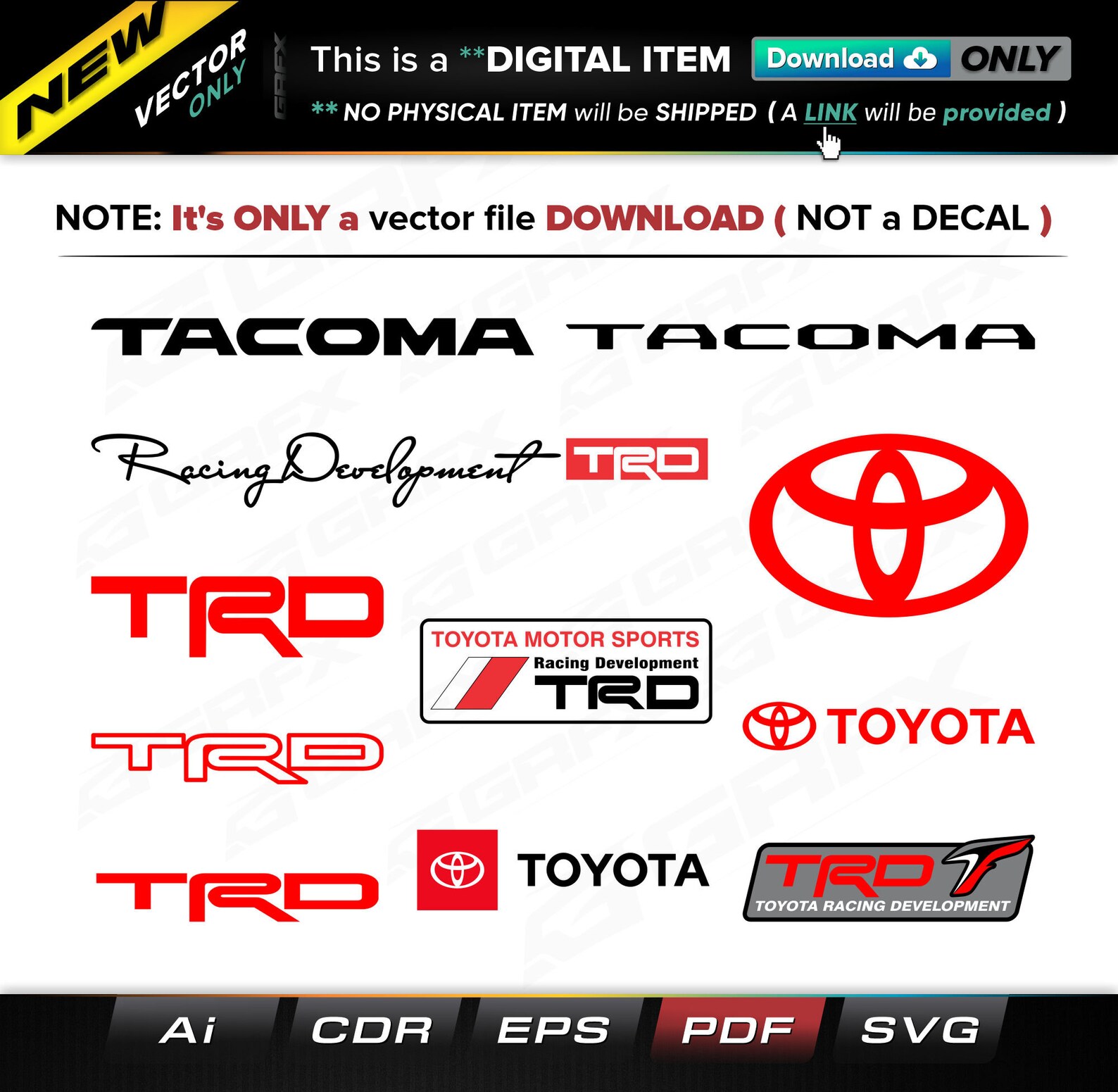 8 Vector File TRD 4x4 Sport / Offroad for Tacoma Ai Cdr Eps - Etsy