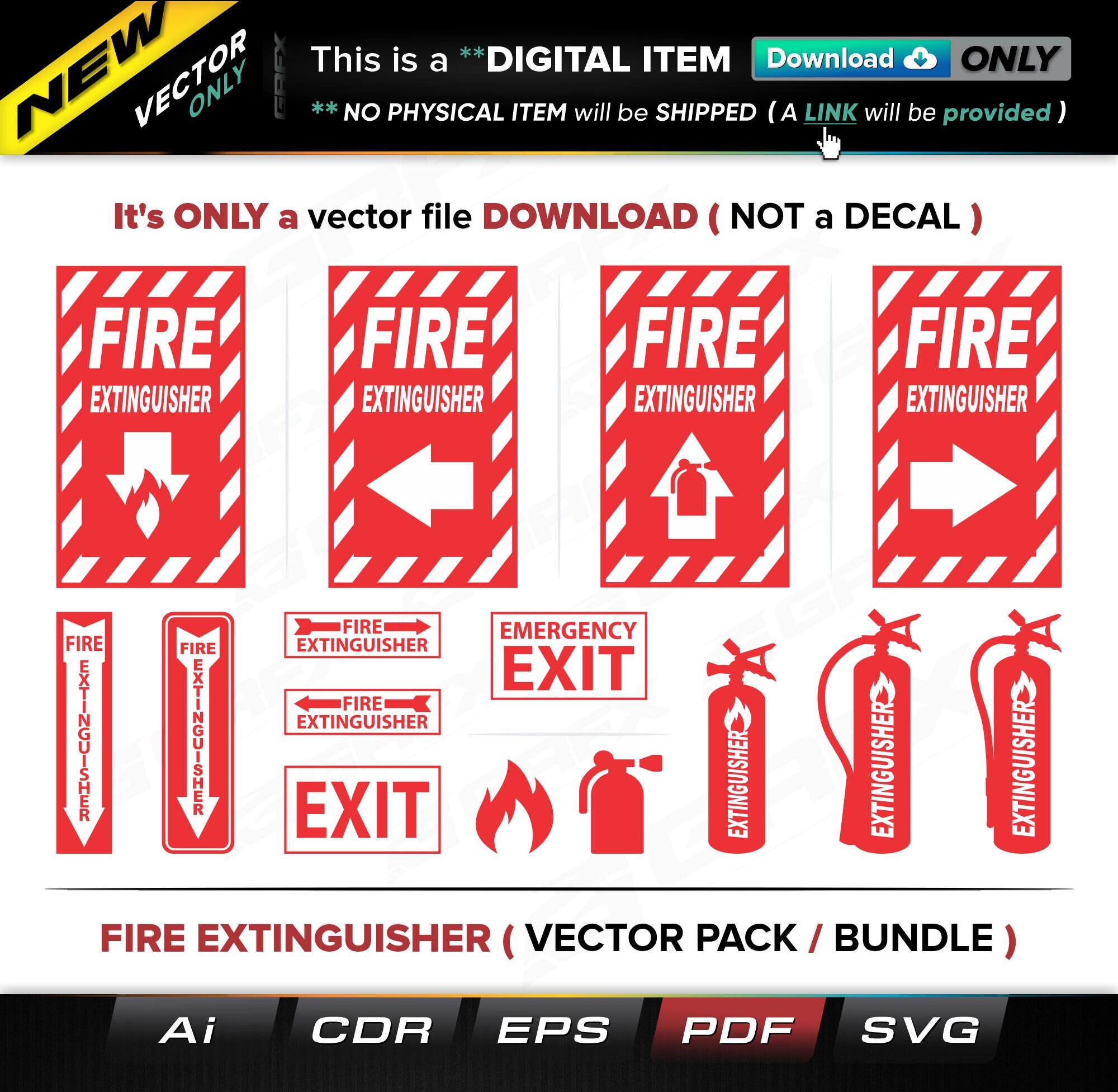 15 Fire Extinguisher Vectors Ai Cdr Eps Pdf Svg Instant | Etsy