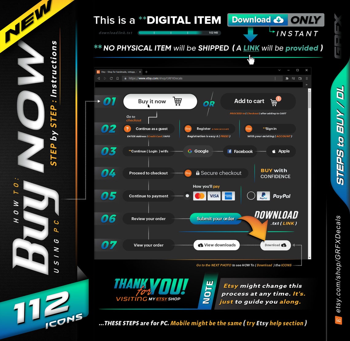 112 Social Media Icons: Square solid Black Bitmap Jpg Png | Etsy