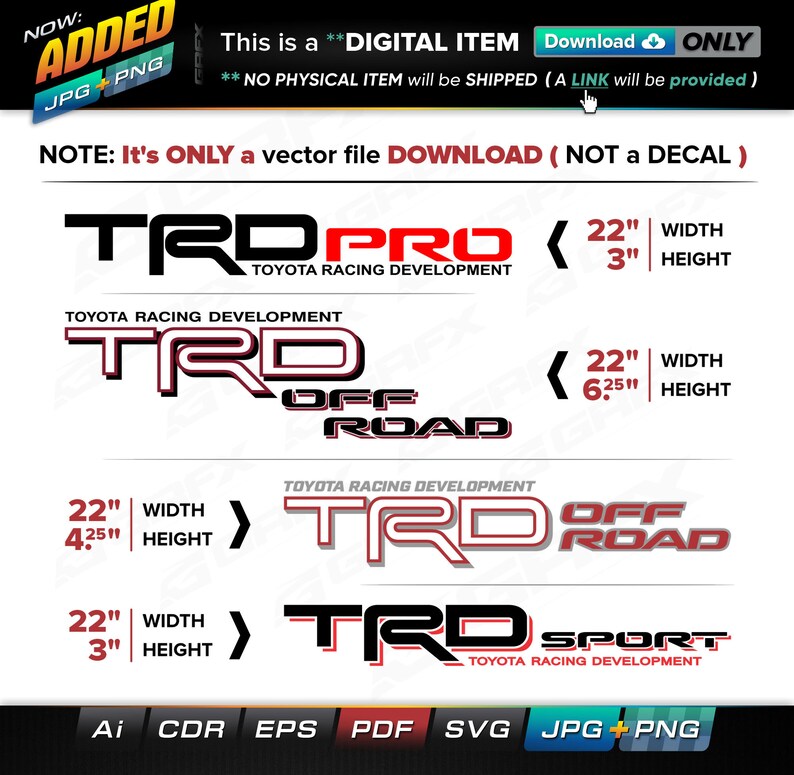 8 Vector File TRD 4x4 Sport / Offroad for Tacoma Ai, Cdr, Eps, Pdf, Svg ...