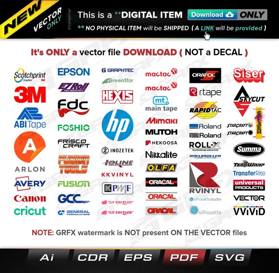 58 Vinyl Tools Equipment Brands Vectors Ai Cdr Eps Pdf Svg - Etsy