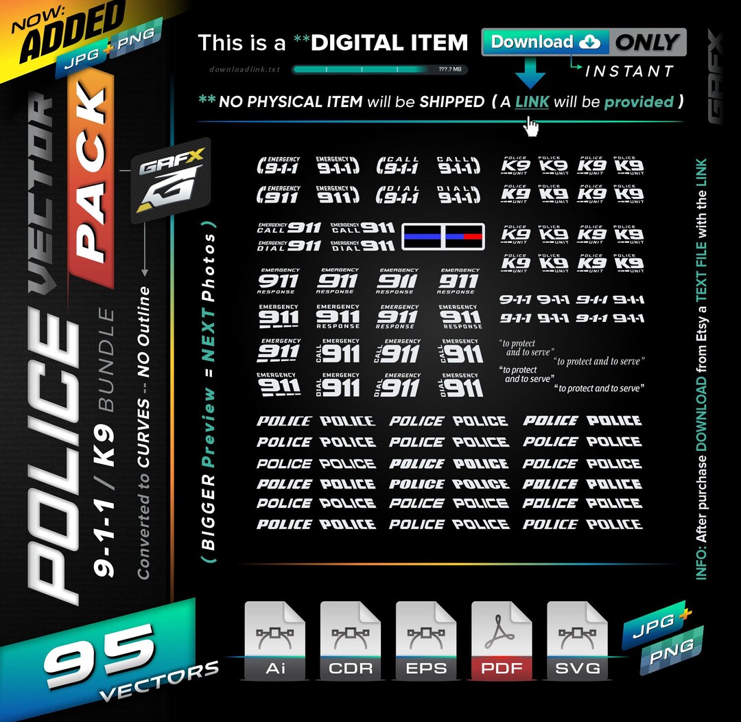 95 Police Vector Pack / Bundle: Ai, Cdr, Eps, Pdf, Svg and Also Jpg ...