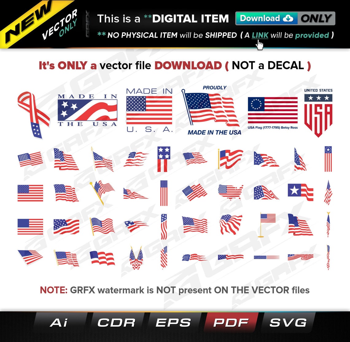 46 USA Flags Vectors Ai Cdr Eps Pdf Svg Instant Download | Etsy