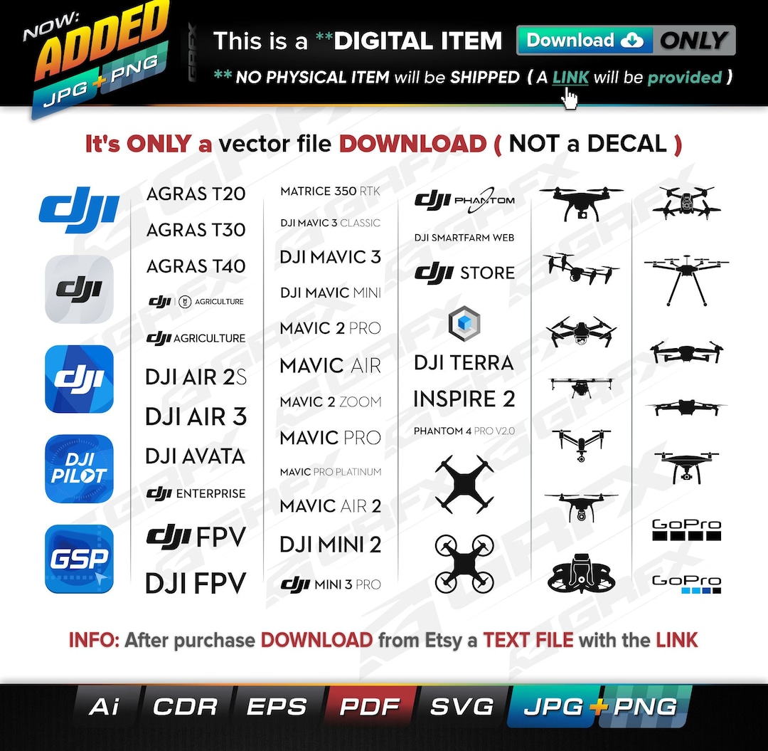 50 DJI Drones Logos BONUS Vectors Ai, Cdr, Eps, Pdf, Svg Instant ...