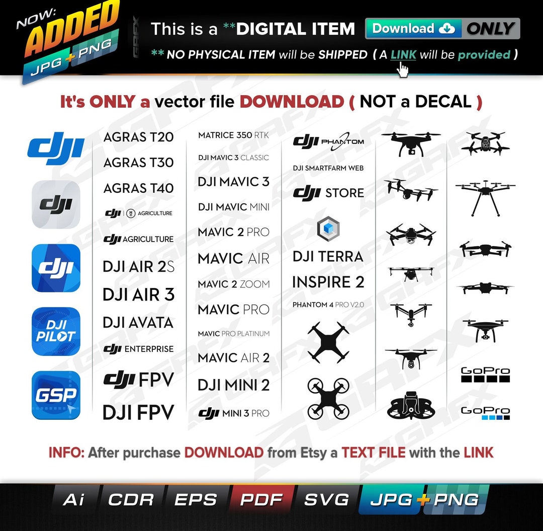 50 DJI Drones Logos +BONUS Vectors Ai, Cdr, Eps, Pdf, Svg - Instant ...