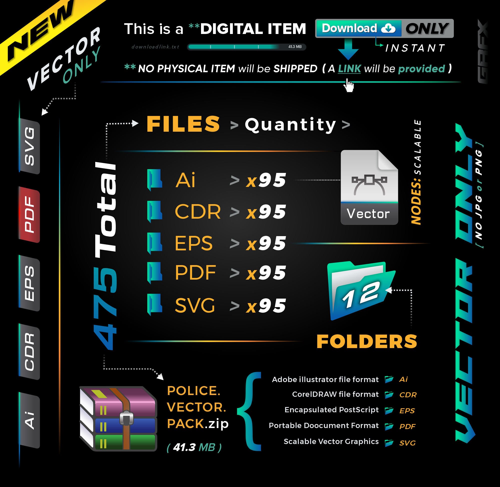 95 Police Vector Pack / Bundle: Ai Cdr Eps Pdf Svg | Etsy