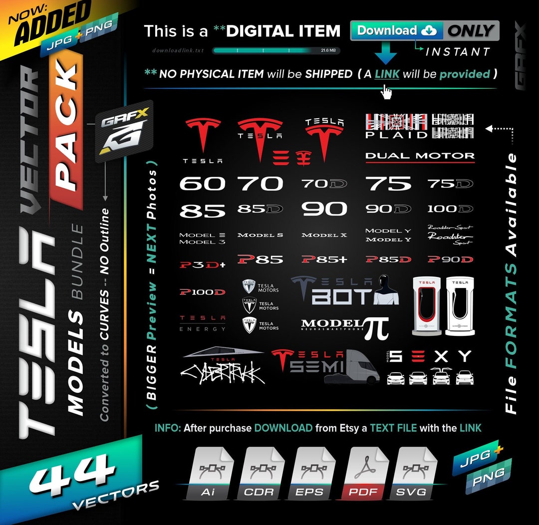 44 Tesla Vectors -- Ai, Cdr, Eps, Pdf, Svg, Jpg, Png -- Instant ...