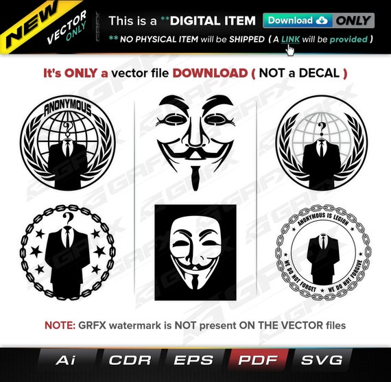 6 Anonymous Vectors Ai Cdr Eps Pdf Svg Instant Download | Etsy