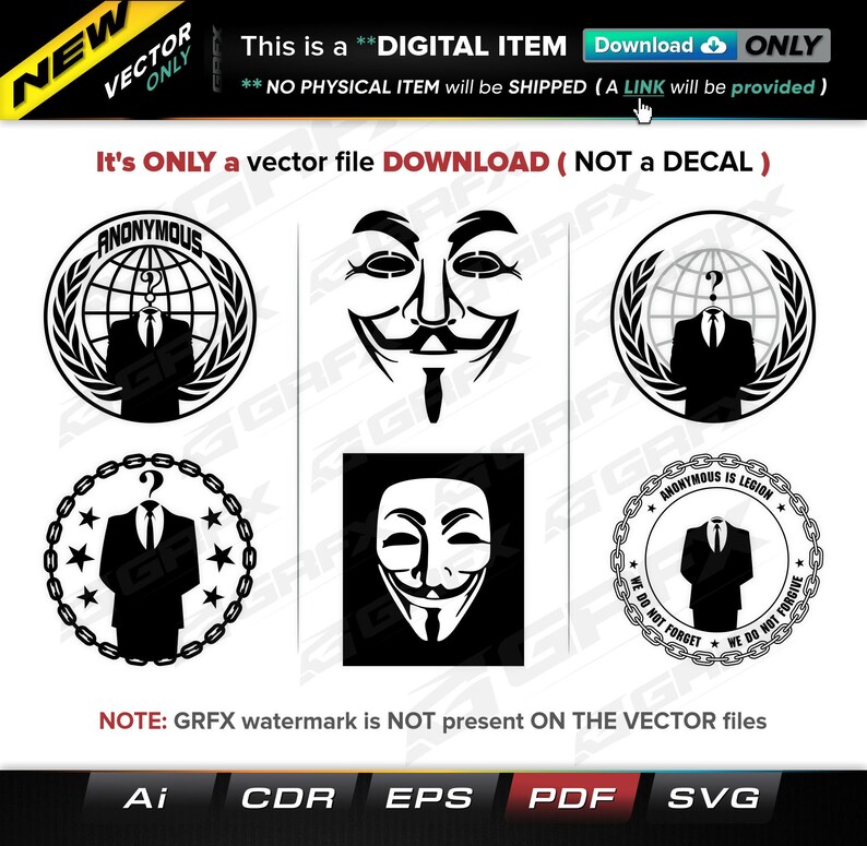 6 Anonymous Vectors Ai Cdr Eps Pdf Svg Instant Download | Etsy
