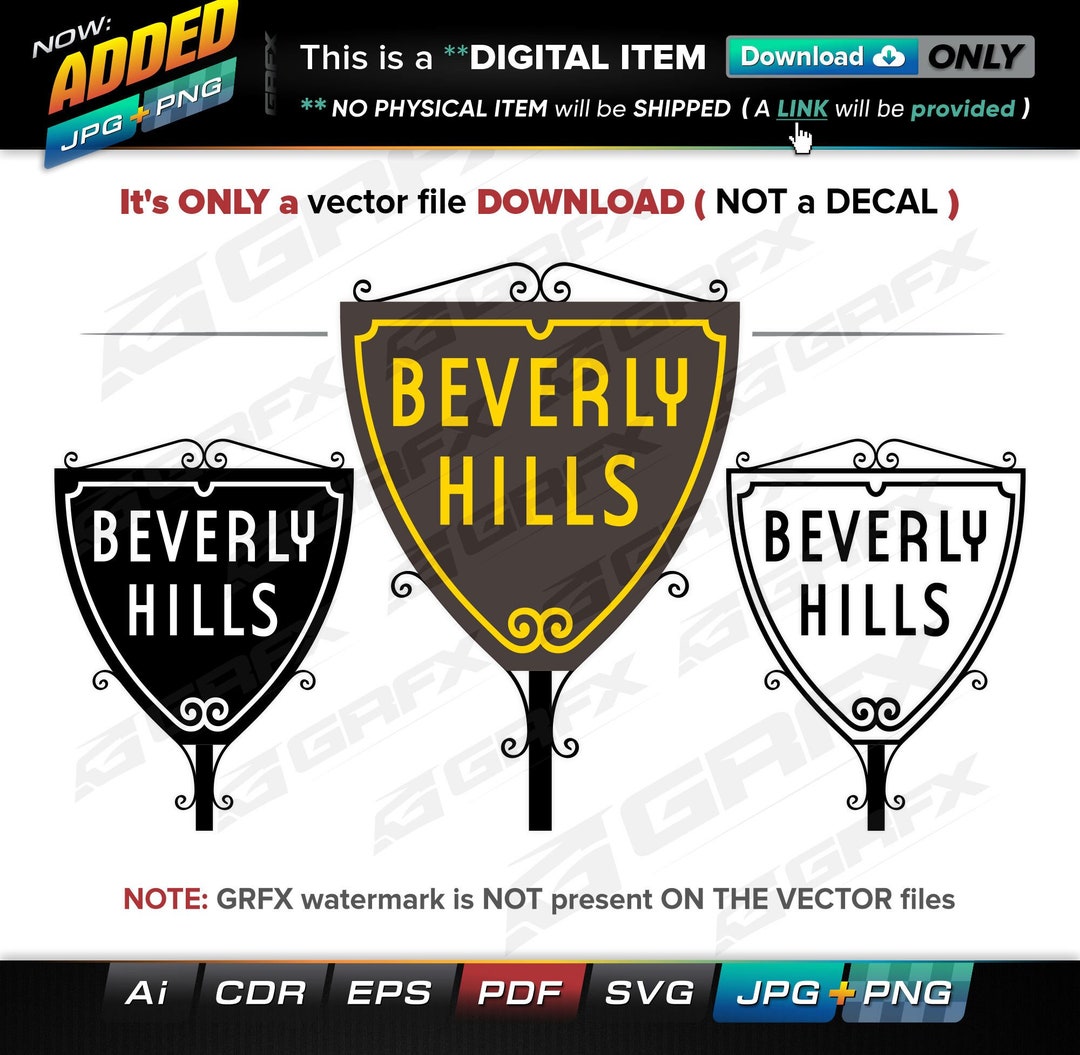 3 Beverly Hills Sign Vectors Ai Cdr Eps Pdf Svg and Also - Etsy