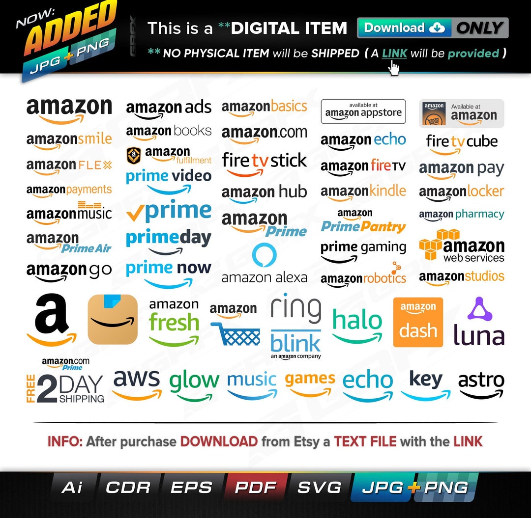 50 vectores de Amazon ai, cdr, eps, pdf, svg y también jpg, png ...