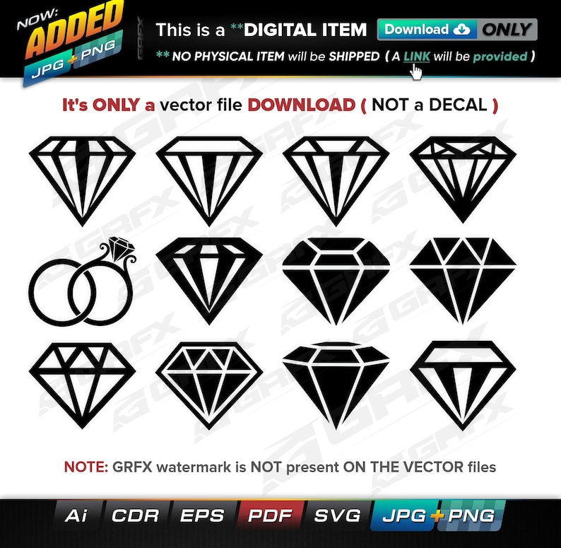 12 Diamonds Vectors Ai Cdr Eps Pdf Svg and Also Jpg Png - Etsy