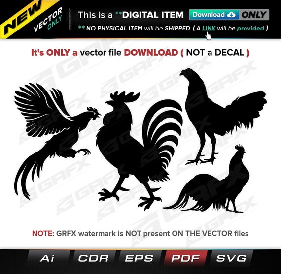4 Roosters Vectors Ai Cdr Eps Pdf Svg Instant Download | Etsy