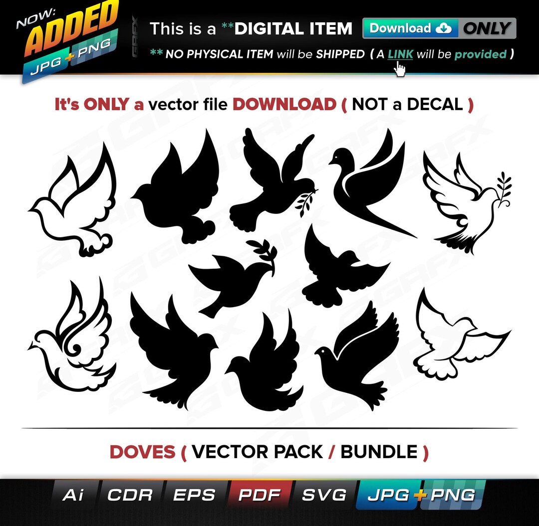 12 Dove Vectors Ai Cdr Eps Pdf Svg and Also Jpg Png - Etsy