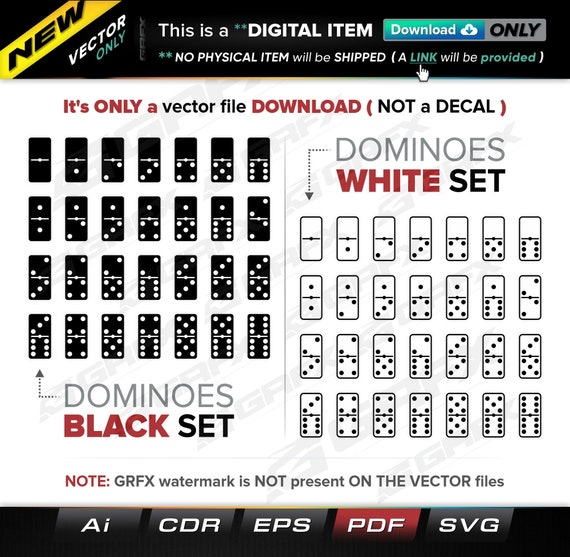 56 Dominoes Vectors Ai Cdr Eps Pdf Svg Instant Download - Etsy