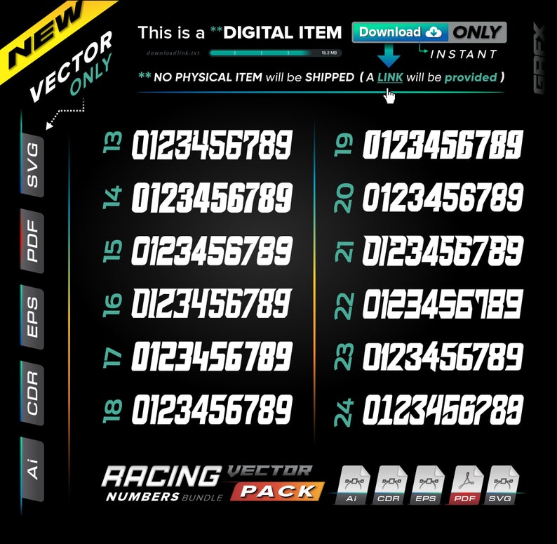 36 Racing Vectors ( These ARE NOT FONTS ) Ai, Cdr, Eps, Pdf, Svg | Jpg ...