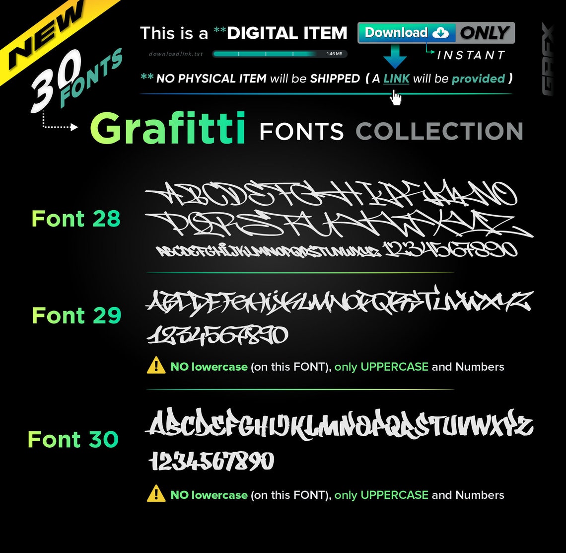 30 Grafitti FONTS Collection Ready to Install on Windows / Mac - Etsy