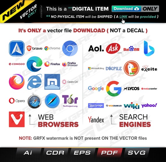 34 Search Engines Web Browsers Vectors Ai Cdr Eps Pdf - Etsy