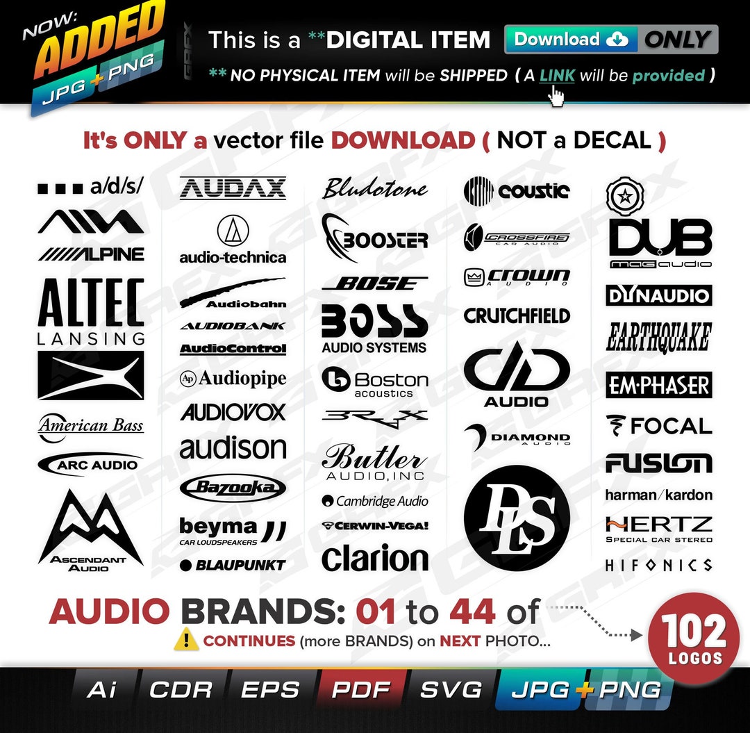 102 Audio Brands Vectors Ai Cdr Eps Pdf Svg and Also Jpg - Etsy