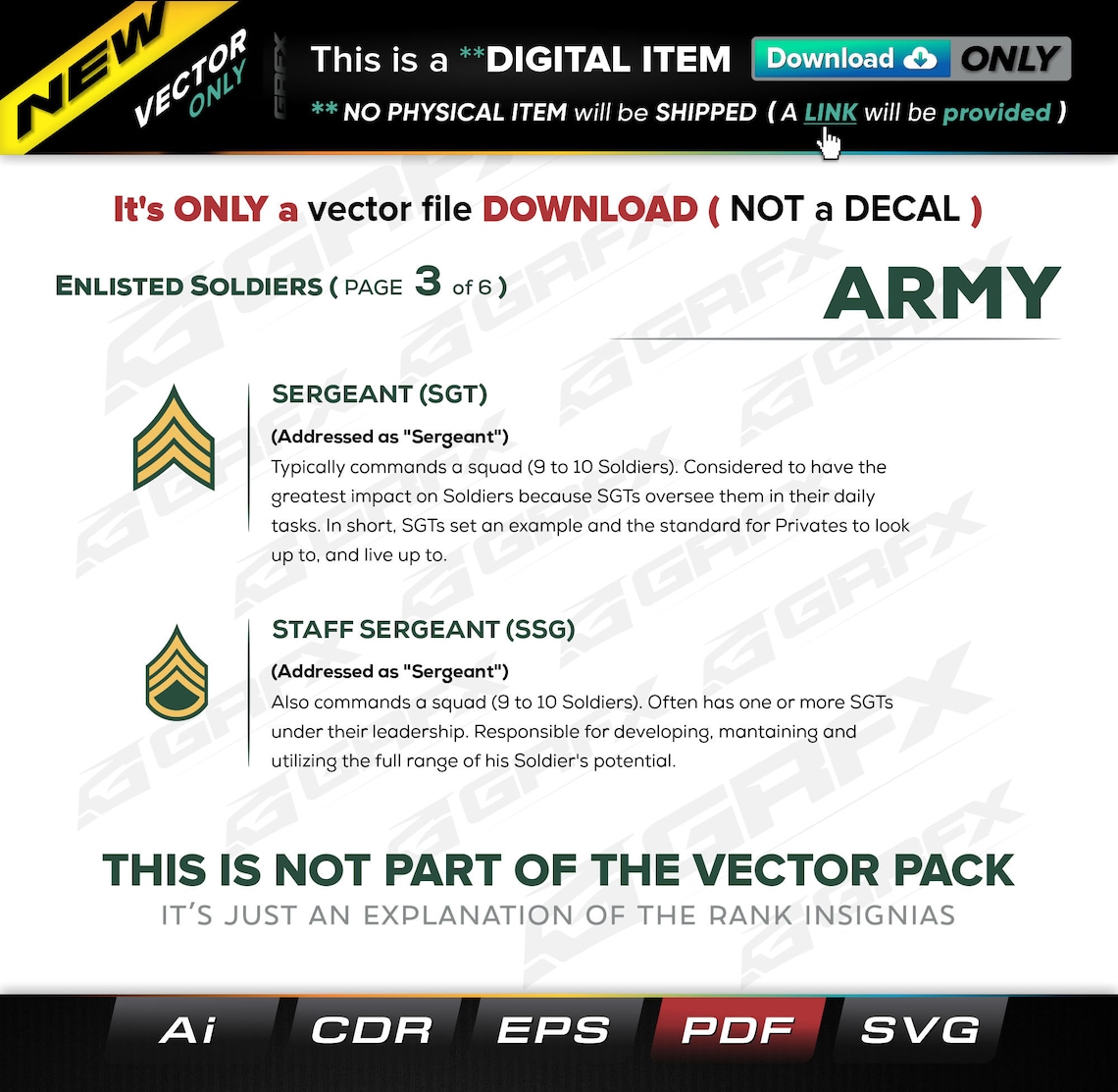 12 US Army Enlisted Rank Vectors Ai Cdr Eps Pdf Svg - Etsy