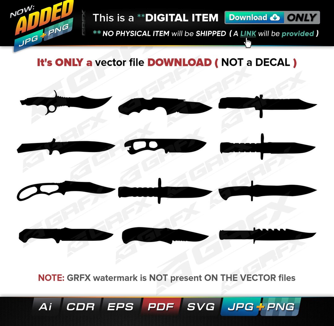 12 Knives Vectors Ai Cdr Eps Pdf Svg and Also Jpg Png - Etsy