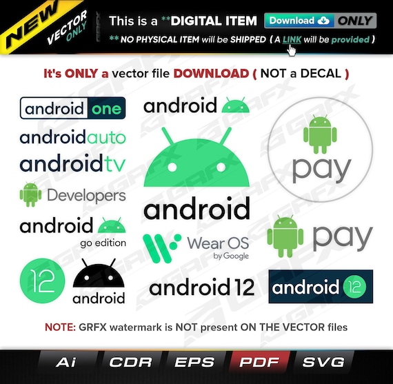 13 Android Logos Vectors Ai Cdr Eps Pdf Svg Instant | Etsy