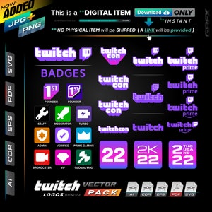 44 Twitch Vector Pack / Bundle -- Ai, Cdr, Eps, Pdf, Svg | Jpg, Png ...