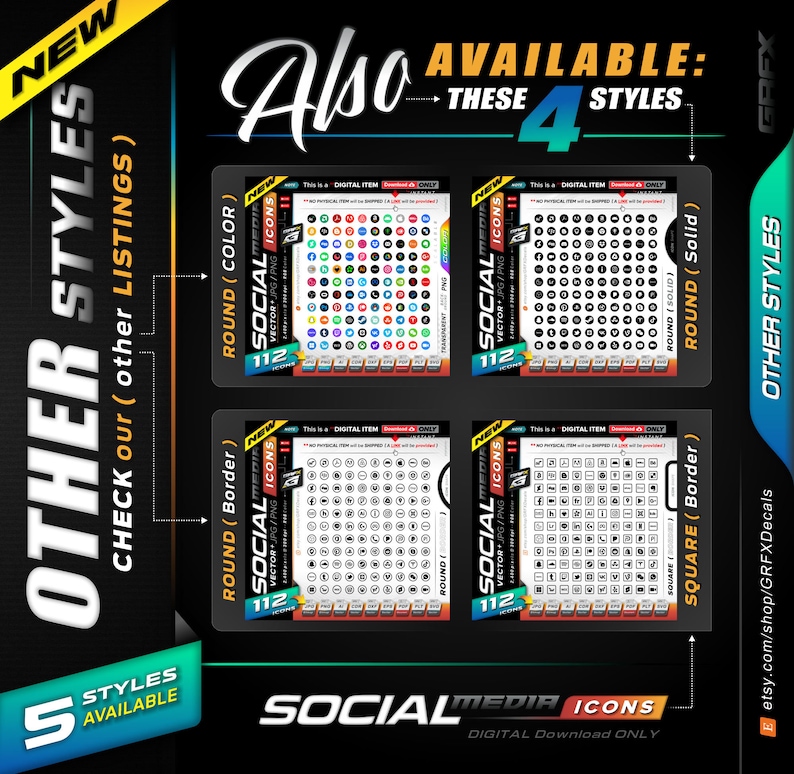 112 Social Media Icons: Square solid Black Bitmap Jpg Png - Etsy