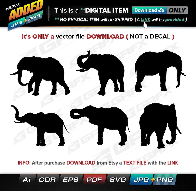 6 Elephant Vectors Ai, Cdr, Eps, Pdf, Svg and Also Jpg, Png - Instant ...