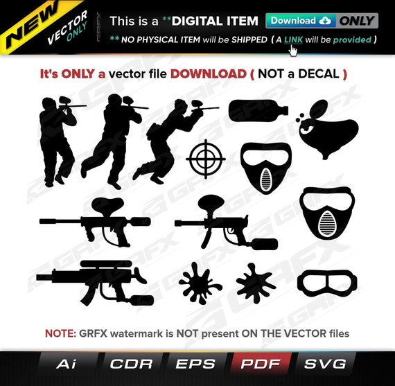 14 Paintball Vectors Ai Cdr Eps Pdf Svg Instant Download - Etsy