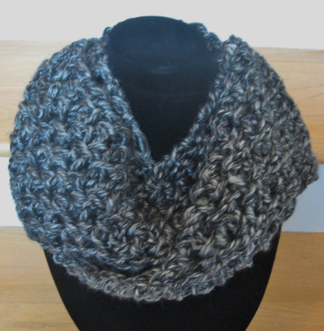 Chunky Black, White, Gray Varigated Crochet Scarf- Handmade- UNISEX ...
