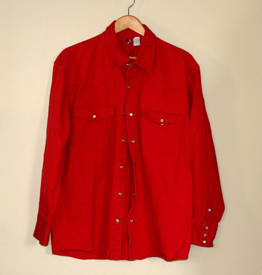 Vintage Red Denim Western Shirt M Size XL - Etsy