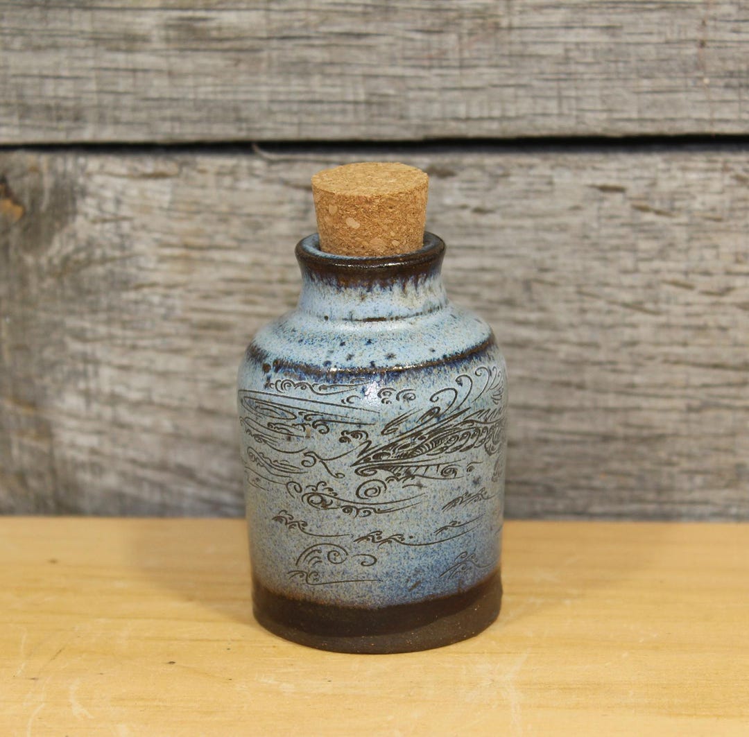 Ceramic Corked Potion Bottle With Dragon Engraving - Etsy